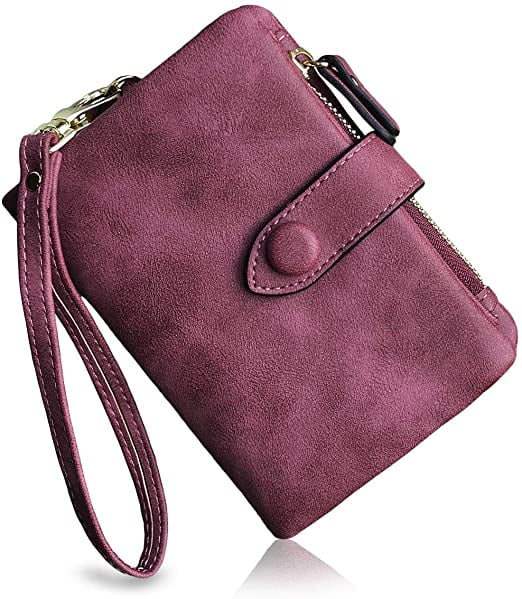 esafio Womens Small Bifold Leather Wallets Rfid Ladies Wristlet with ...