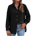 Blouse for Women Long Sleeve Cotton Linen Blend Button Down Shirt ...