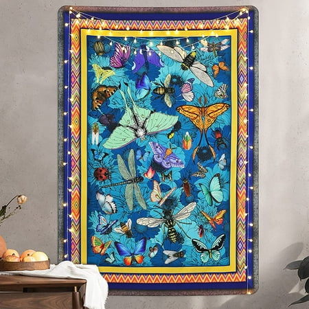 Butterfly Tapestry Moth Insect Tapestry Flowers Tapestry Vintage ...