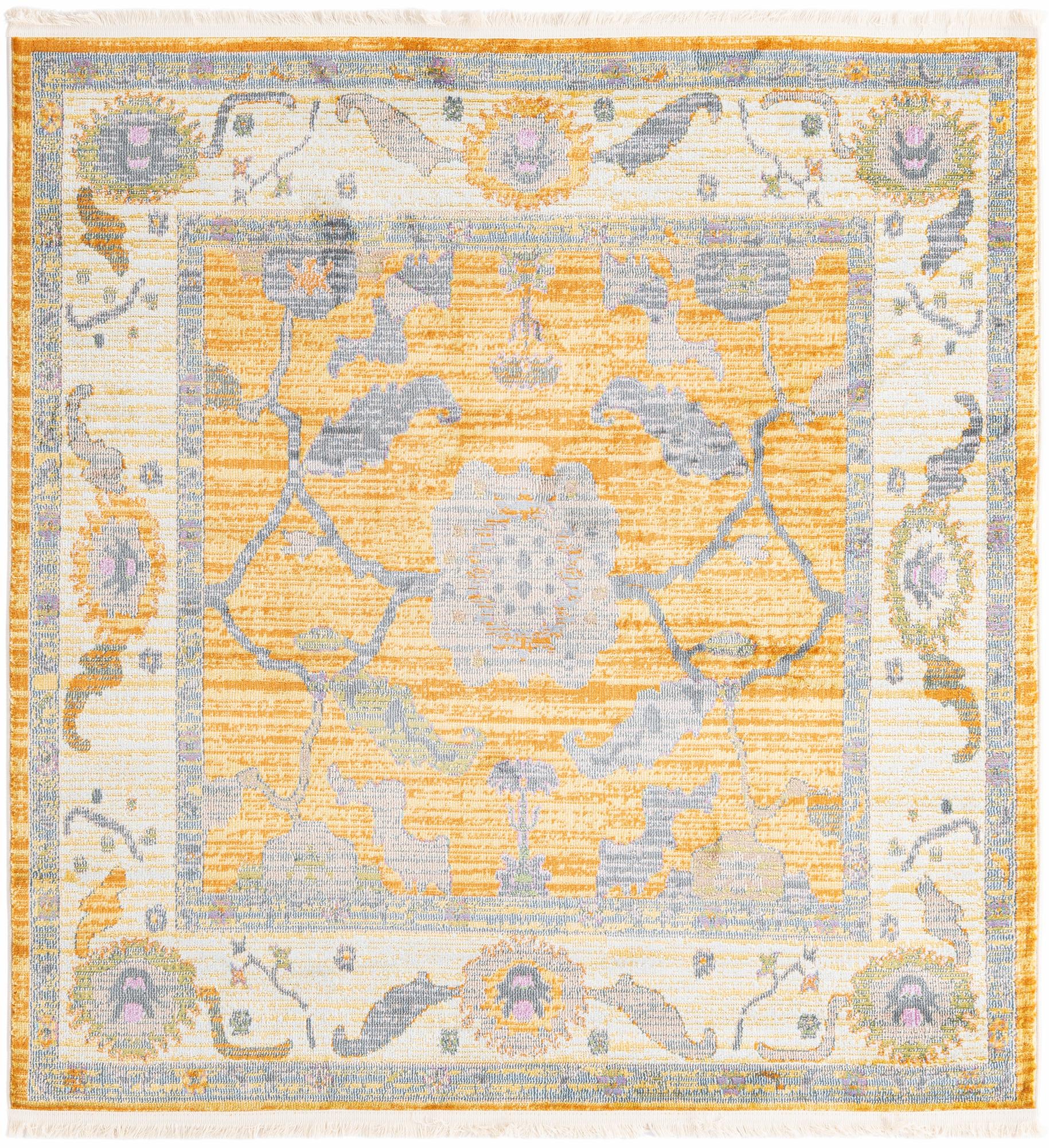 Rugs.com Paragon Collection Rug – 5 Ft Square Yellow Medium-Pile Rug ...