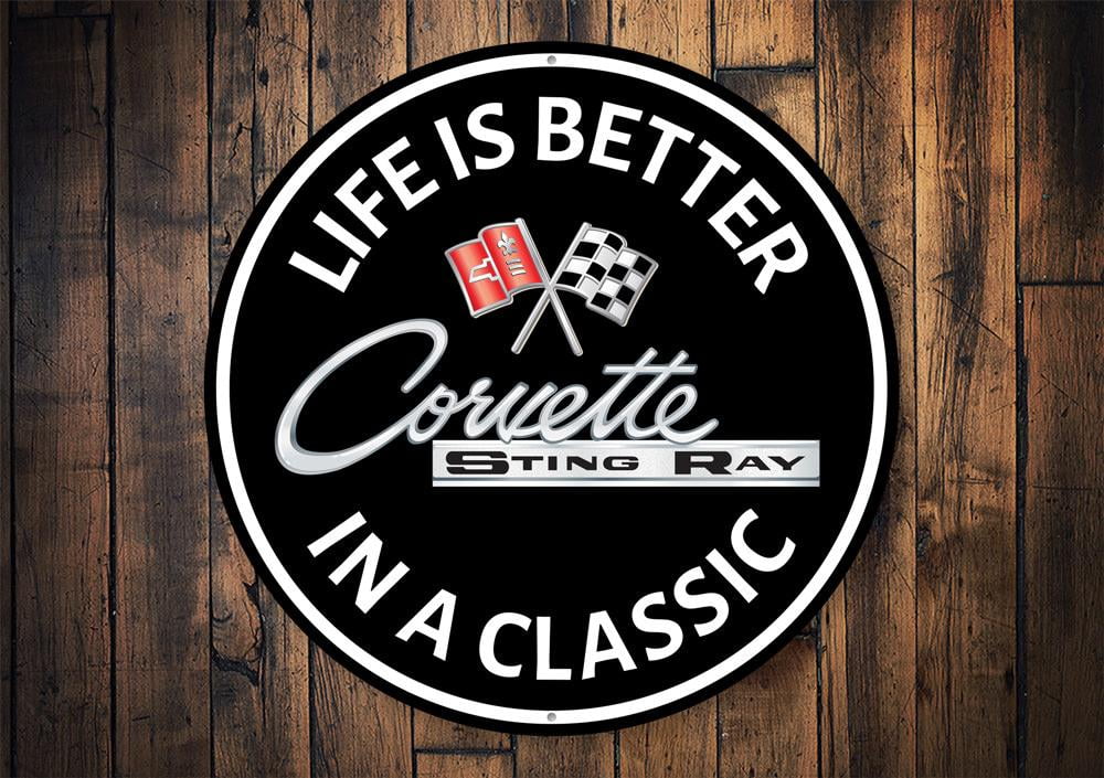 Corvette Sting Ray Classic Car Novelty Decor, Metal Wall Sign - 12 ...