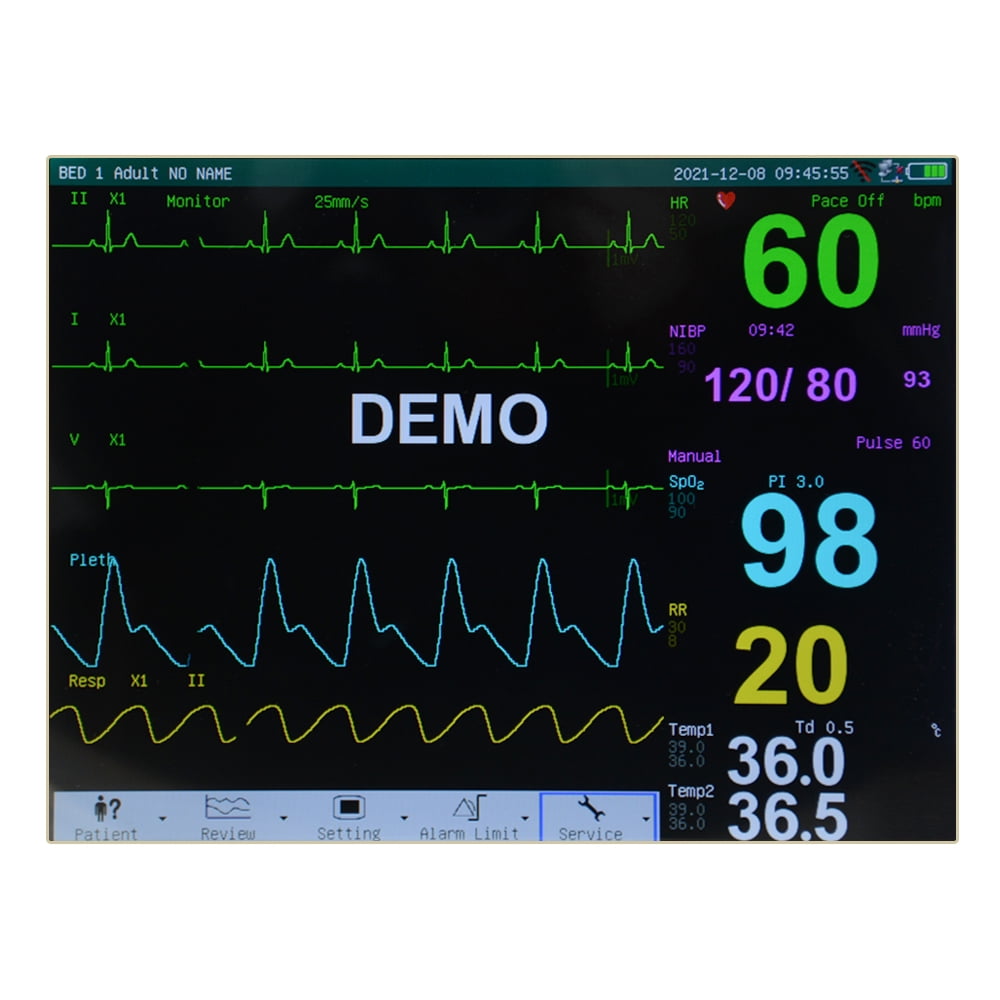 Buy 12 inch ICU Vital Sign Patient Monitor 6-parameter ECG NIBP RESP ...