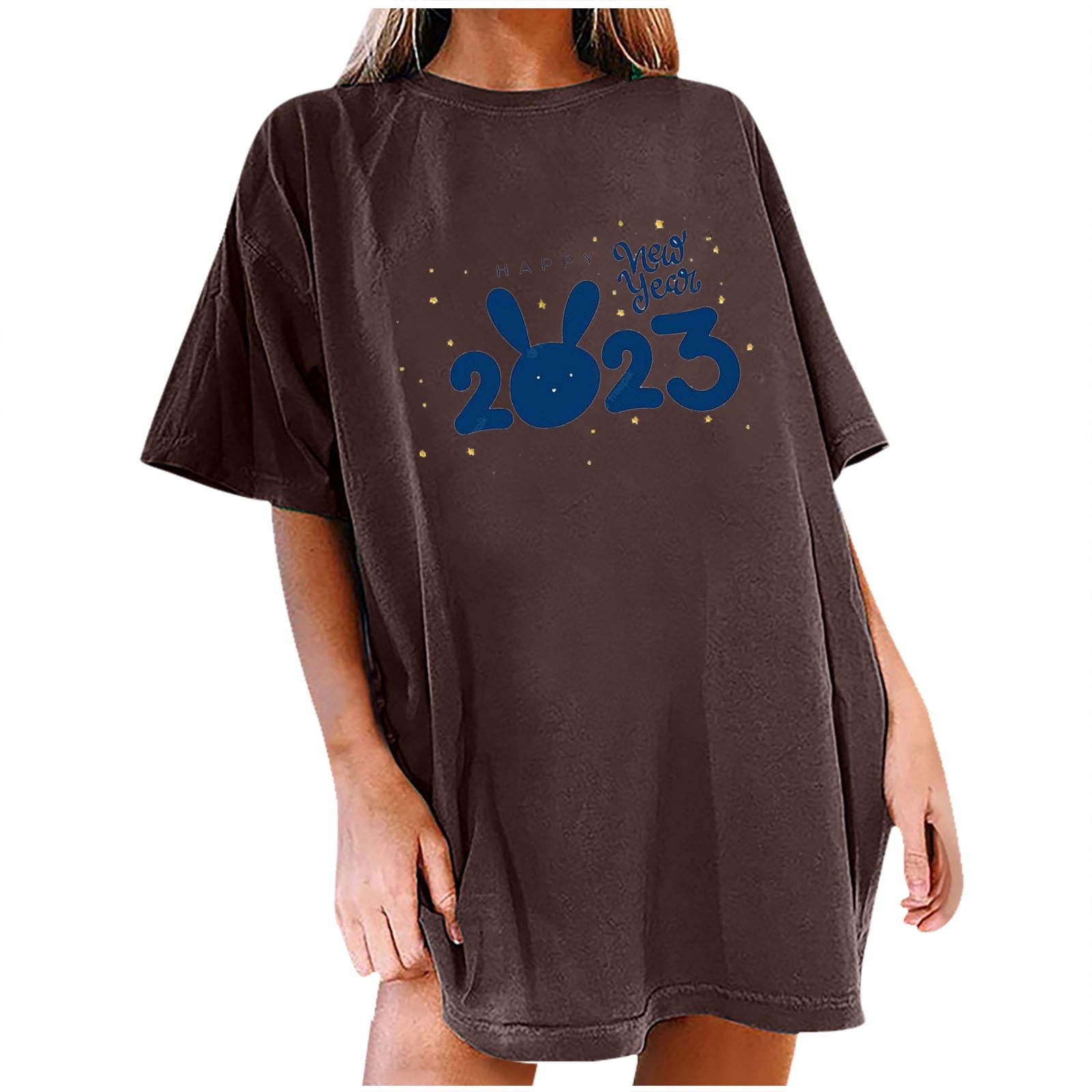 Oversized T Shirts for Womans Vintage Fashion 2023 Bunny New Years Eve ...