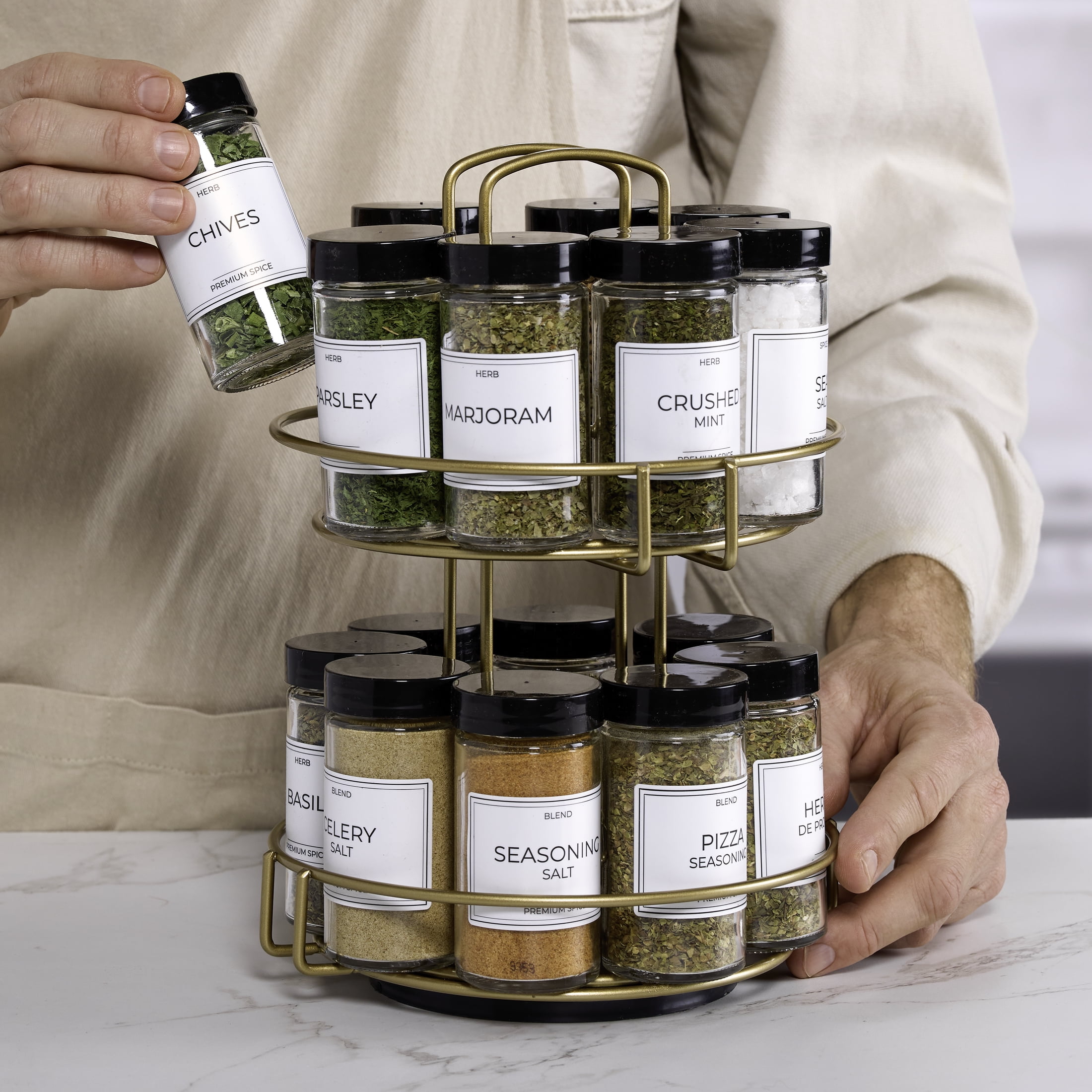 Countertop Organizer Swivel Spice Rack Organizer 16-Jar Revolving ...