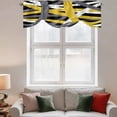 Abstract Art Tie Up Valance Curtains Yellow White Black Gray Line ...