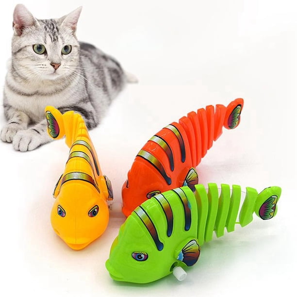 GARENAS Children's Fish Toy Pet Cat Toy Wind up Swinging Fish Wind up ...