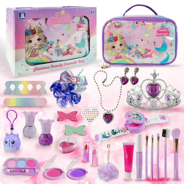 29 Pcs Kids Makeup Kit for Girls, Safe & Non Toxic Washable Makeup Toy ...