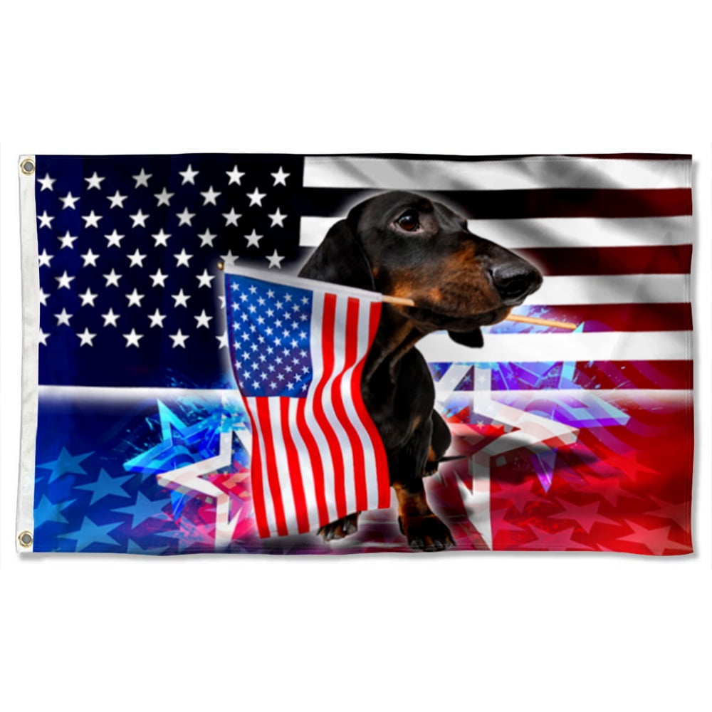 Cayyon Dachshund Dog Grommet Flag, Independence Day 4th Of July Flag ...