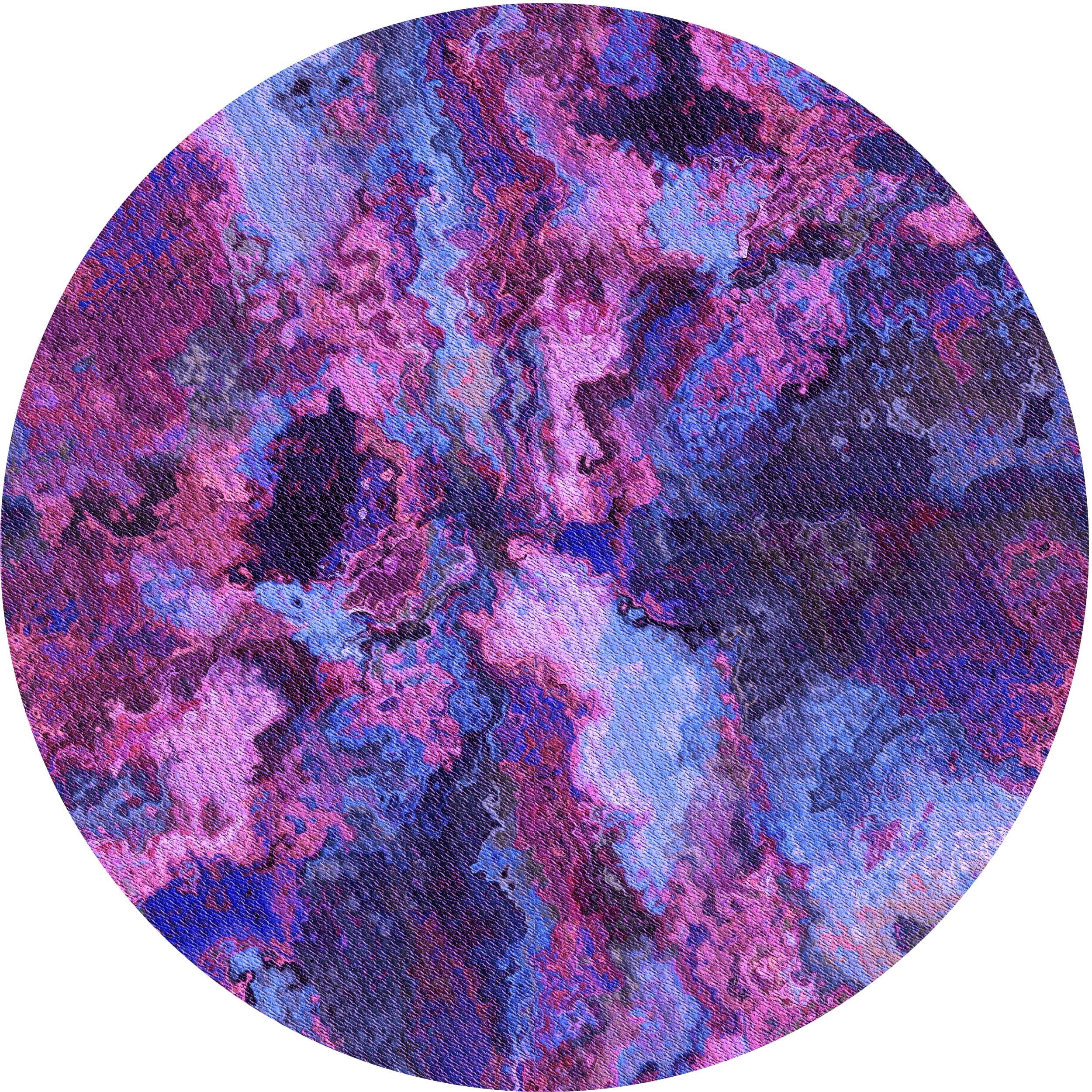 Ahgly Company Indoor Round Patterned Medium Slate Blue Area Rugs, 8 ...