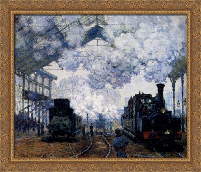 The Gare Saint-Lazare: Arrival Of A Train 34x28 Large Gold Ornate Wood ...