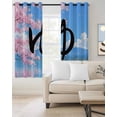 Bold Ink Script Blackout Curtains 2 Panels, Japandi Blue Sky Mount Fuji ...