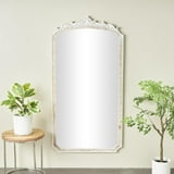 DecMode 36" x 69" Cream Tall Arched Scroll Wall Mirror with Scroll ...