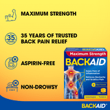 Backaid Maximum Strength Back Pain Reliever, 6-Hour Formula, Aspirin ...