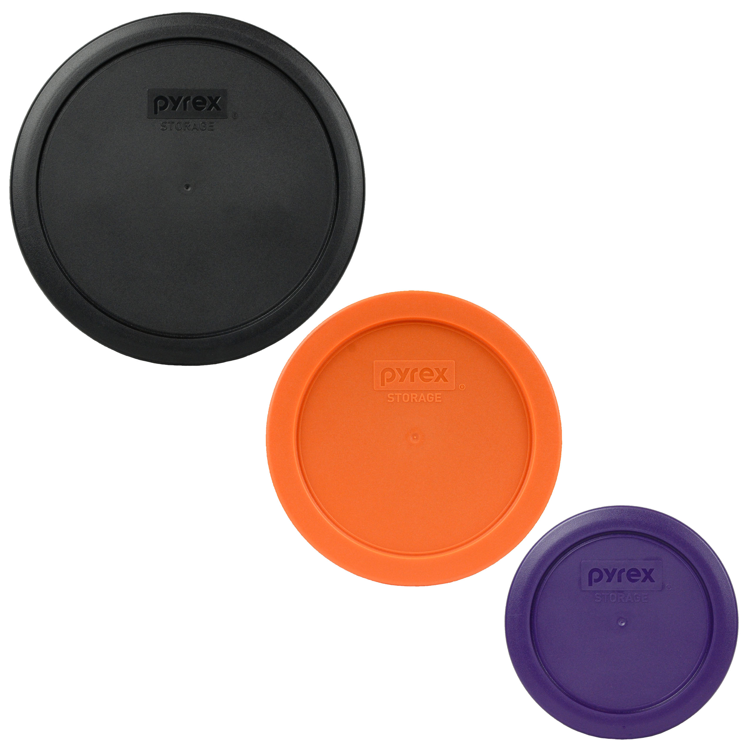 Pyrex 7402-PC Black, 7201-PC Orange, and 7200-PC Plum Purple Plastic ...