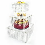 Miumaeov 3 Tier Acrylic Crystal Beaded Cake Stand Cupcake Tower Square ...