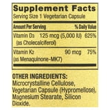 Spring Valley Vitamin K2 (90mcg) + D3 (125mcg) Vegetarian Capsules, 90 ...