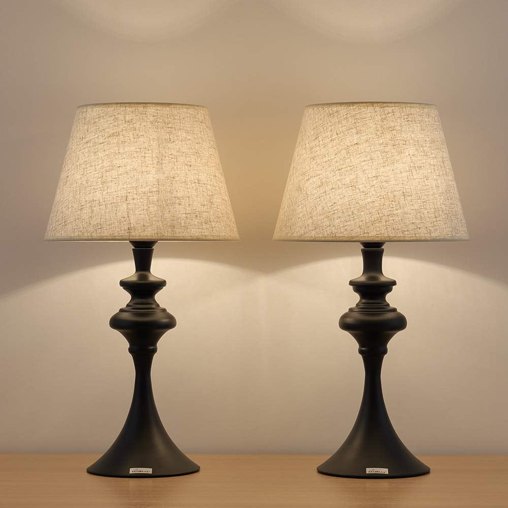 Traditional Modern Bedside Table Reading Lamp Set Of 2 Black Traditional Modern Bedside Table Reading Lamp Set Of 2 Black