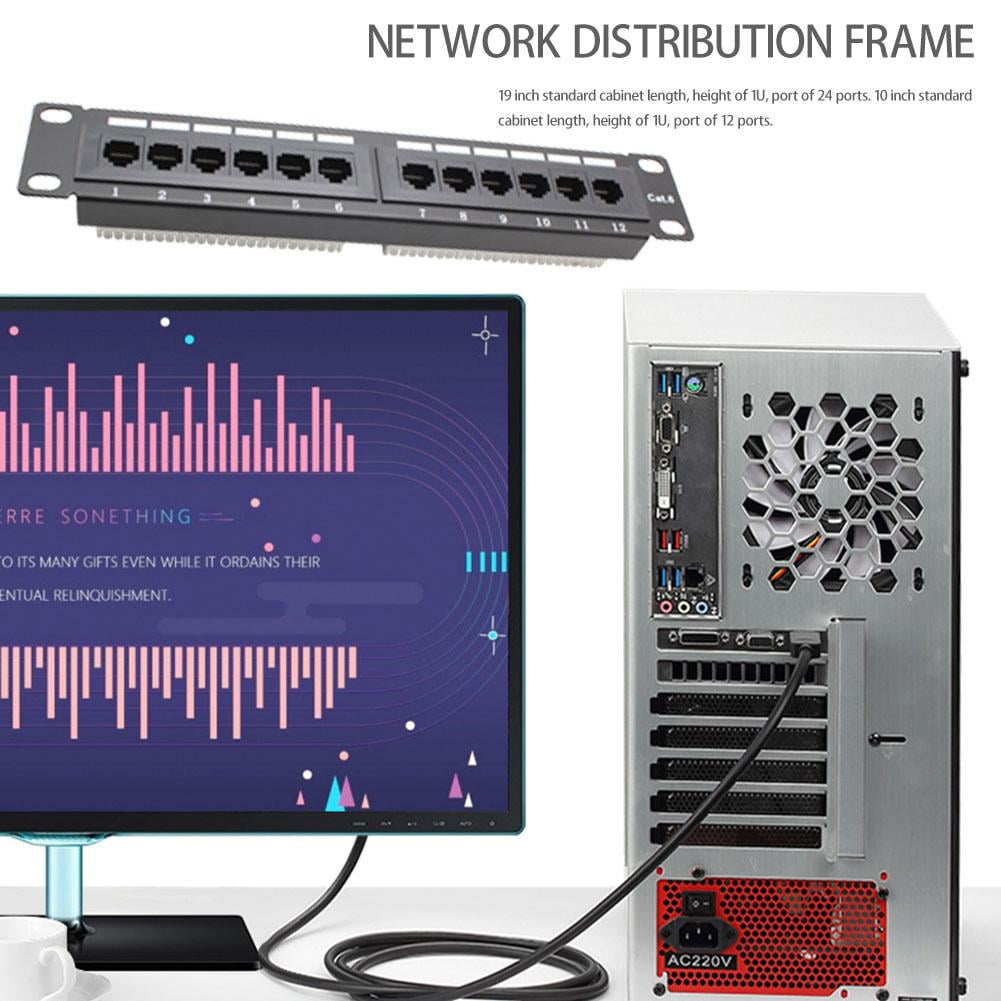 12/24 puertos CAT6 Patch Panel RJ45 Networking Wall Mounted Bracket ...