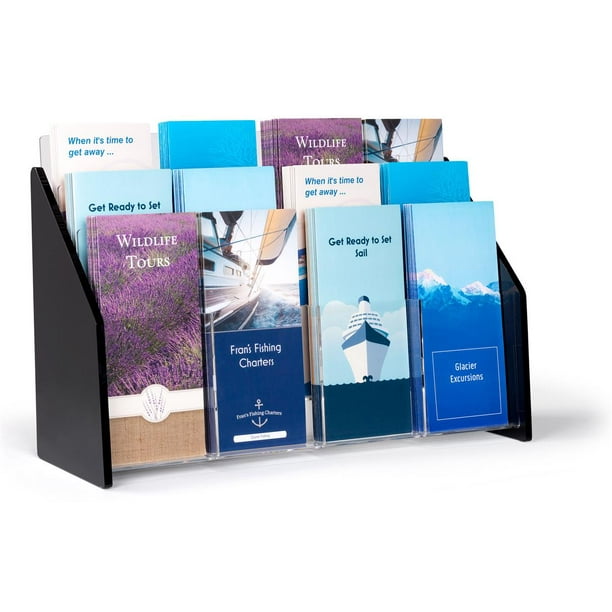 Tiered Leaflet Holder with 12 Pockets for 4x9 Brochures, Clear ...