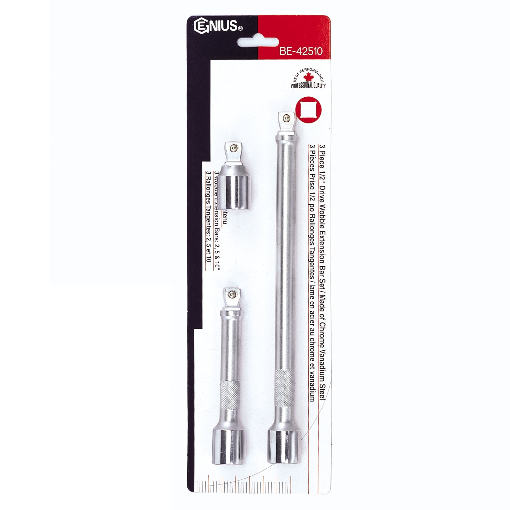 Genius Tools 3 Piece 1/2" Dr. Wobble Extension Bar Set - BE-42510 ...