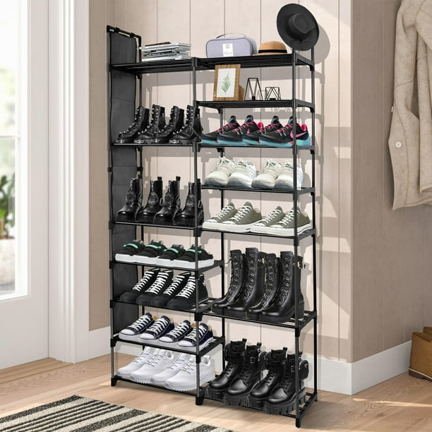 9 Tier Stackable Shoe Rack, 30 Pairs Durable Metal Pipes Tower Shoe ...