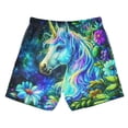 BZSMCE Beach Shorts Trunks Quick Dry Short Unicorn Flower Leaves ...