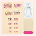 Flower Press Toenails Short Square Nails with Tip | Design Summer ...