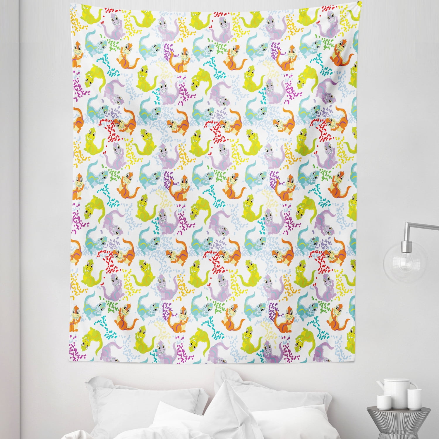 Dragon Tapestry, Happy Friendly Dragons Cartoon Characters Waving Hello ...