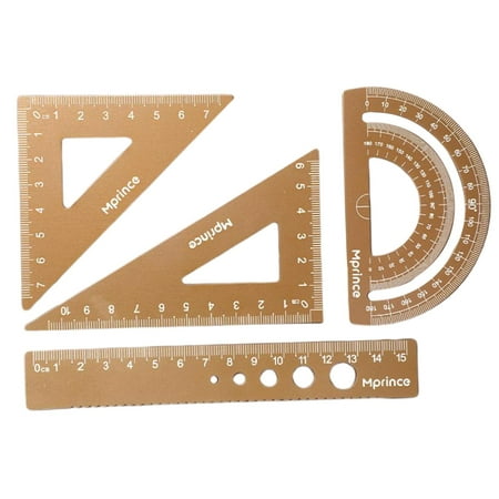 Ruler Set Metal Protractor Aluminum Ruler Geometry Math Ruler for ...