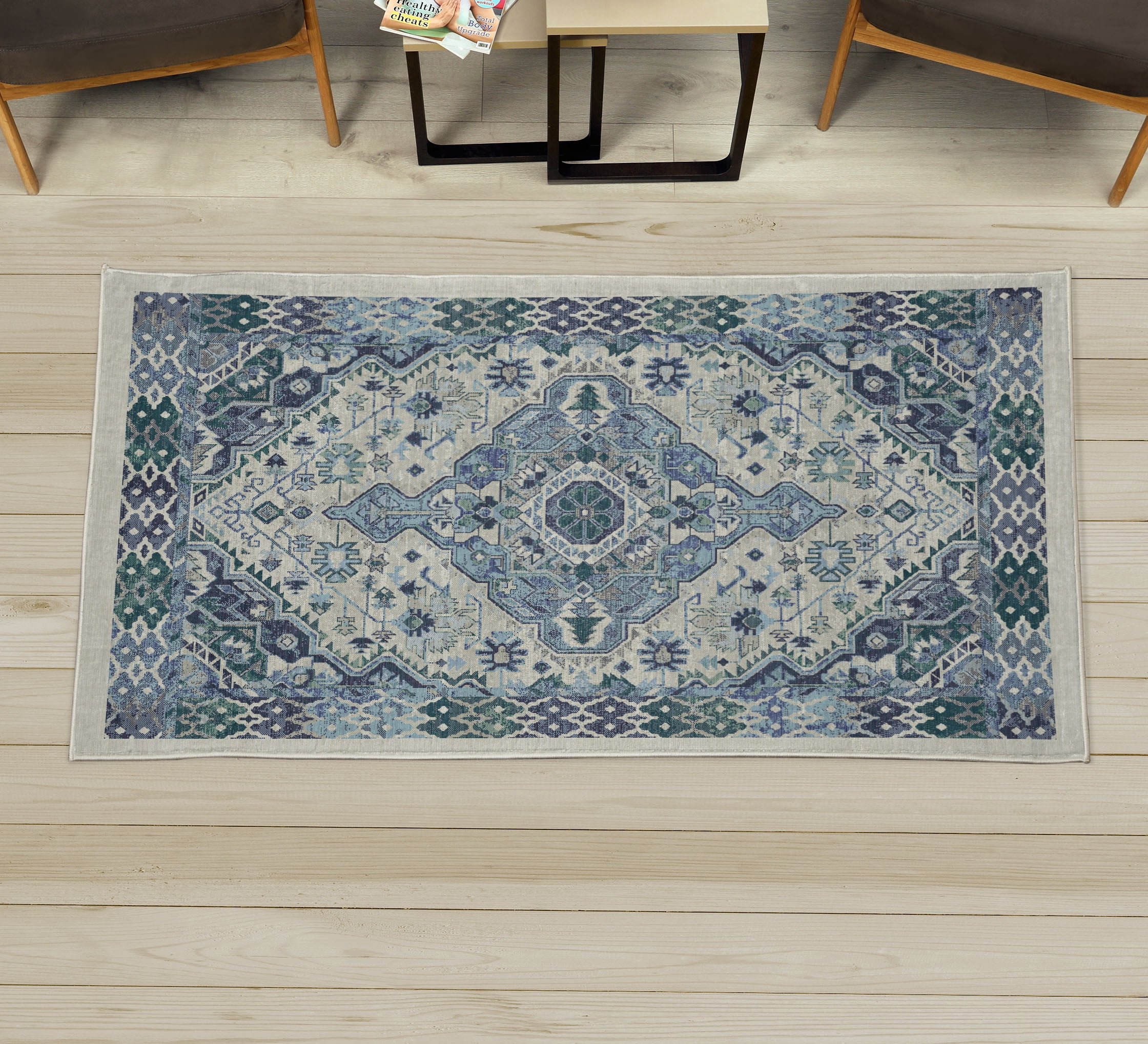 Ikat Decorative Rug, Triangles and Squares Abstract Style Ethnic ...