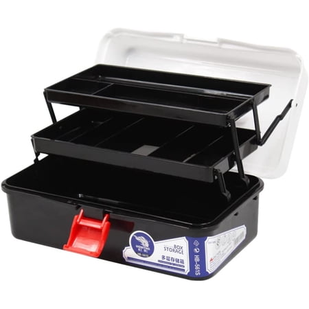 Three Layer Multipurpose Storage Box: Black Plastic Organizer Folding ...