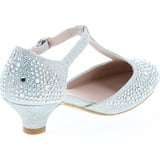 Link Girls Youth Pageant Jewel Stone Mary Jane High Heel Dress Shoes ...