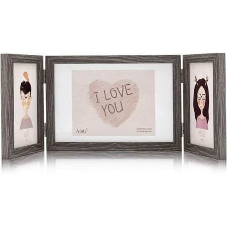 Diayung Three Picture Frame 4x6 and 5x7 Black Collage Hinged Folding ...