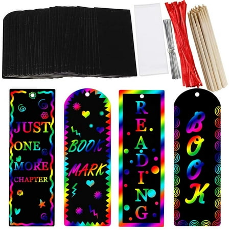 36 Set 2 Style Magic Scratch Rainbow Bookmarks Making Kit for Kids ...