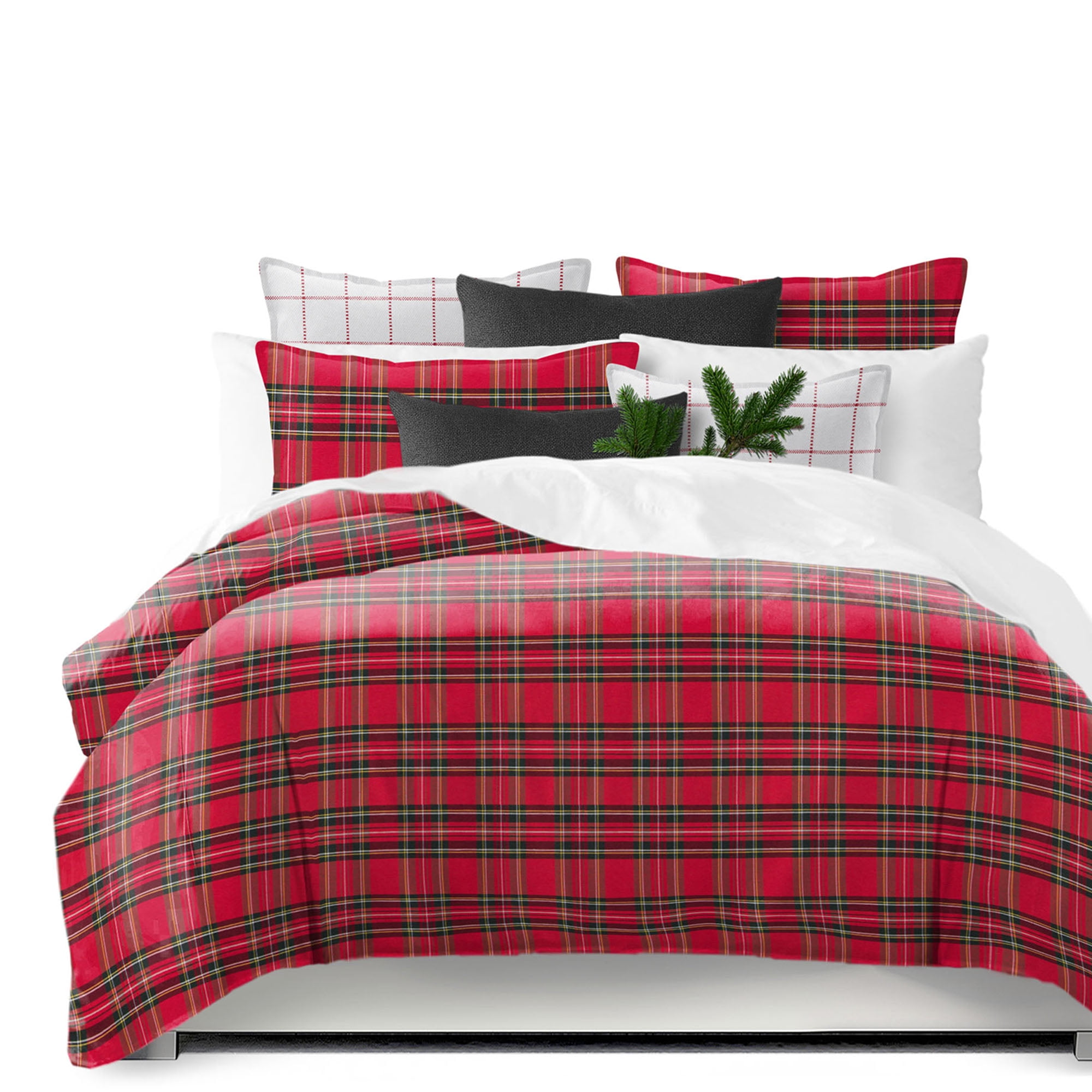 Royal Plaid Red Duvet Cover Set Queen - Walmart.com