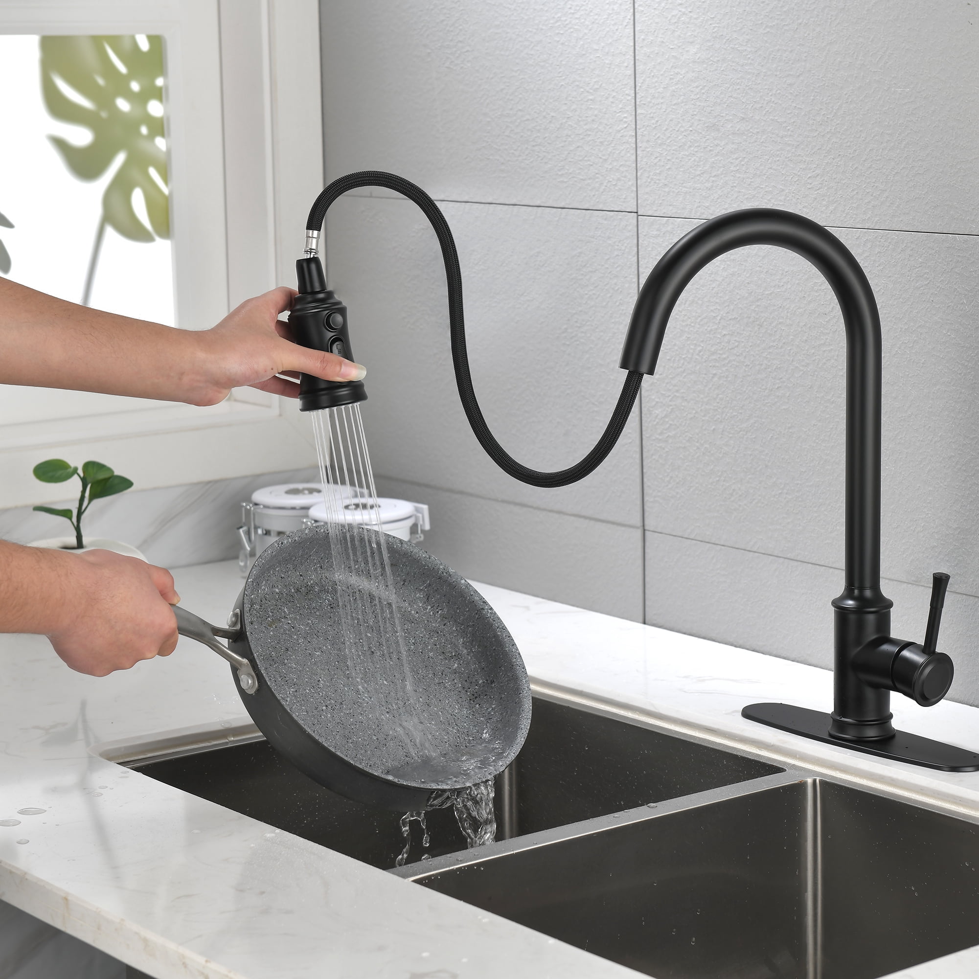 Single Handle High Arc Pull Out Kitchen Faucet,Single Level Stainless ...