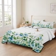 90x96in Quilt Bedding Set, Spring Pastoral Watercolor Flower Leaves ...