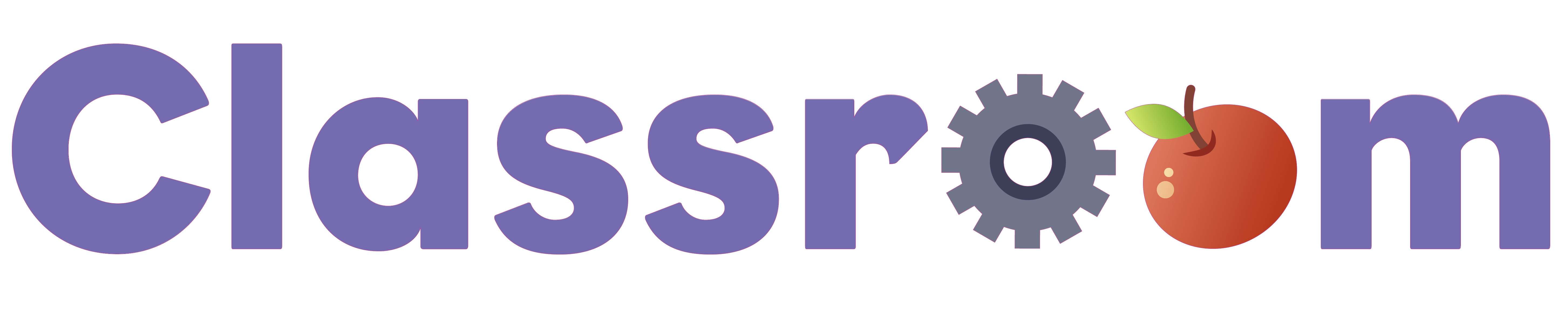 Classroom Logo with Cogwheel and Apple Design Vinyl Wall Decal ...