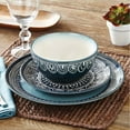 Better Homes & Gardens Teal Medallion 12-Piece Stoneware Dinnerware Set ...