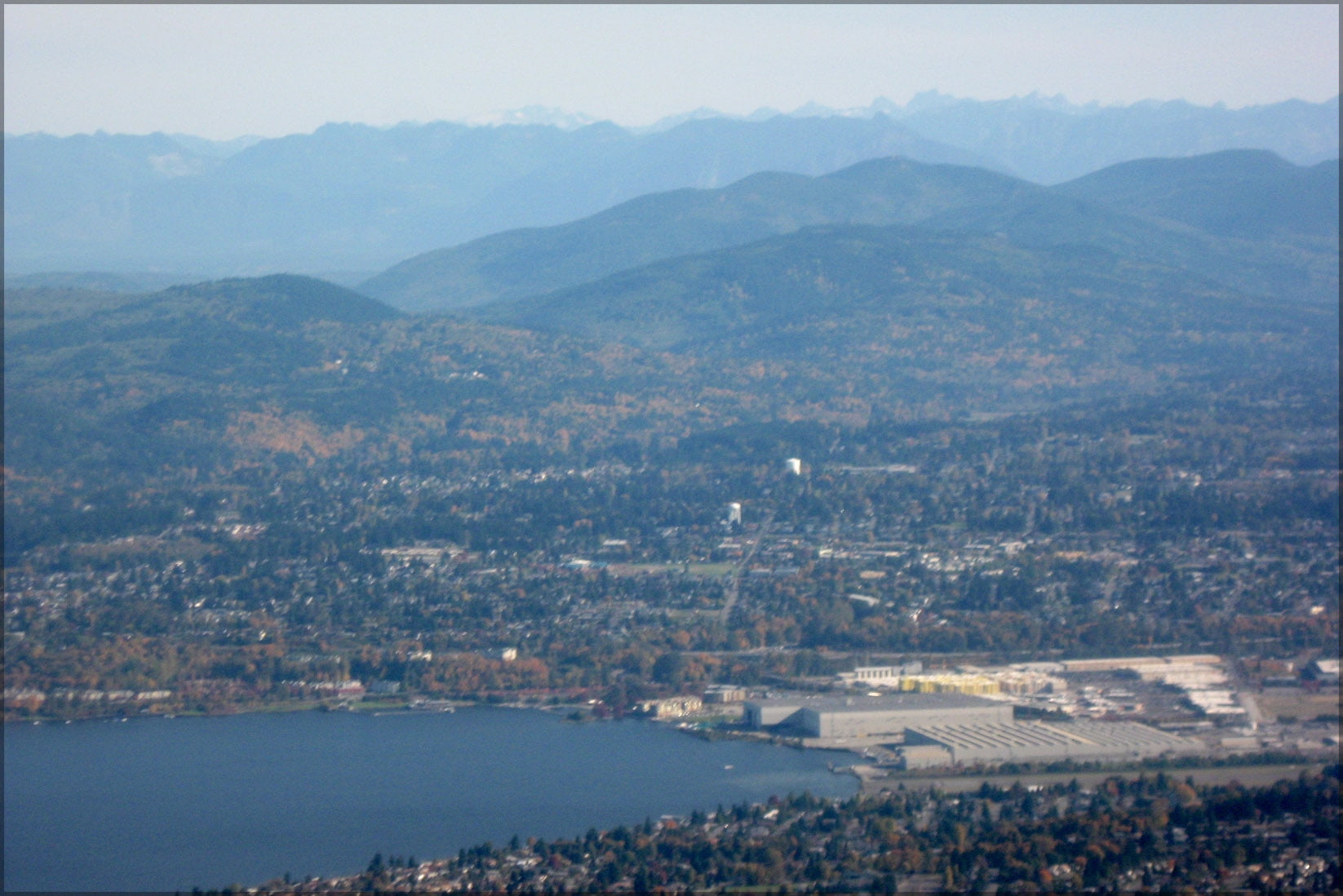 24"x36" Gallery Poster, Aerial view of south end of Lake Washington ...