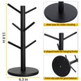 Black Wooden Mug Tree 6-Hook Storage Rack for Coffee Cups and More ...