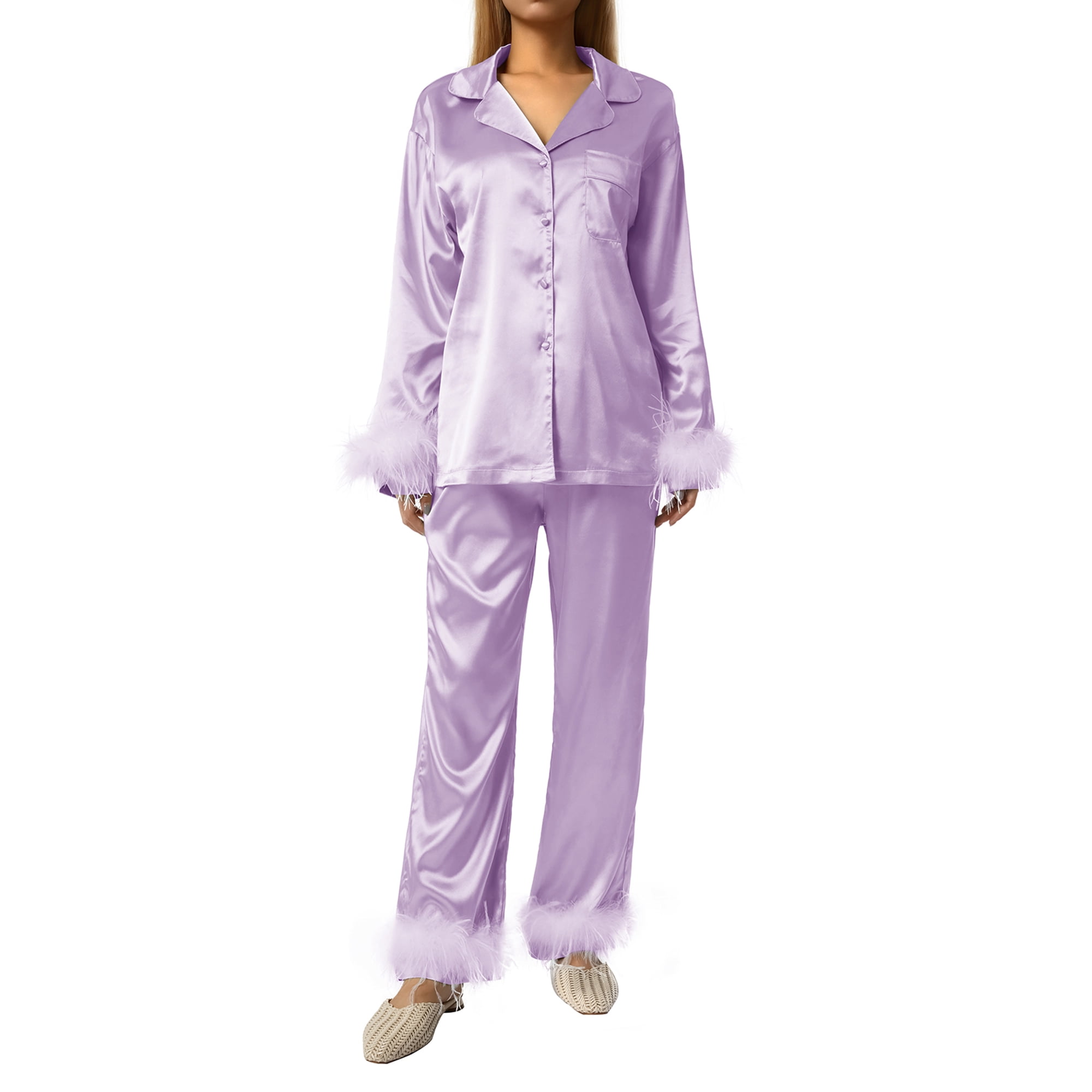 Click here for Gupgi Women Sleepwear Feather Decoration Long Slee... prices