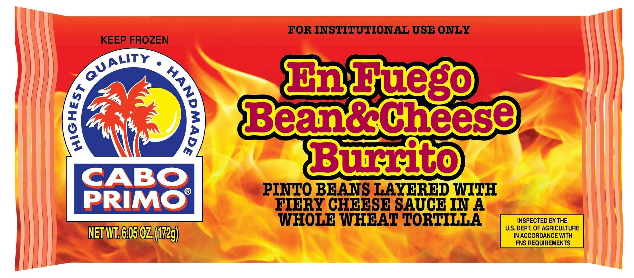 (80 Pack) Cabo Primo En Fuego Bean & Cheese Burrito, 6.05 oz. - Walmart.com