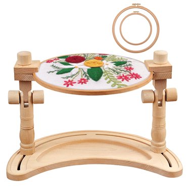 Adjustable Embroidery Hoop Holder with Clamp, Wooden Stitch Stand ...
