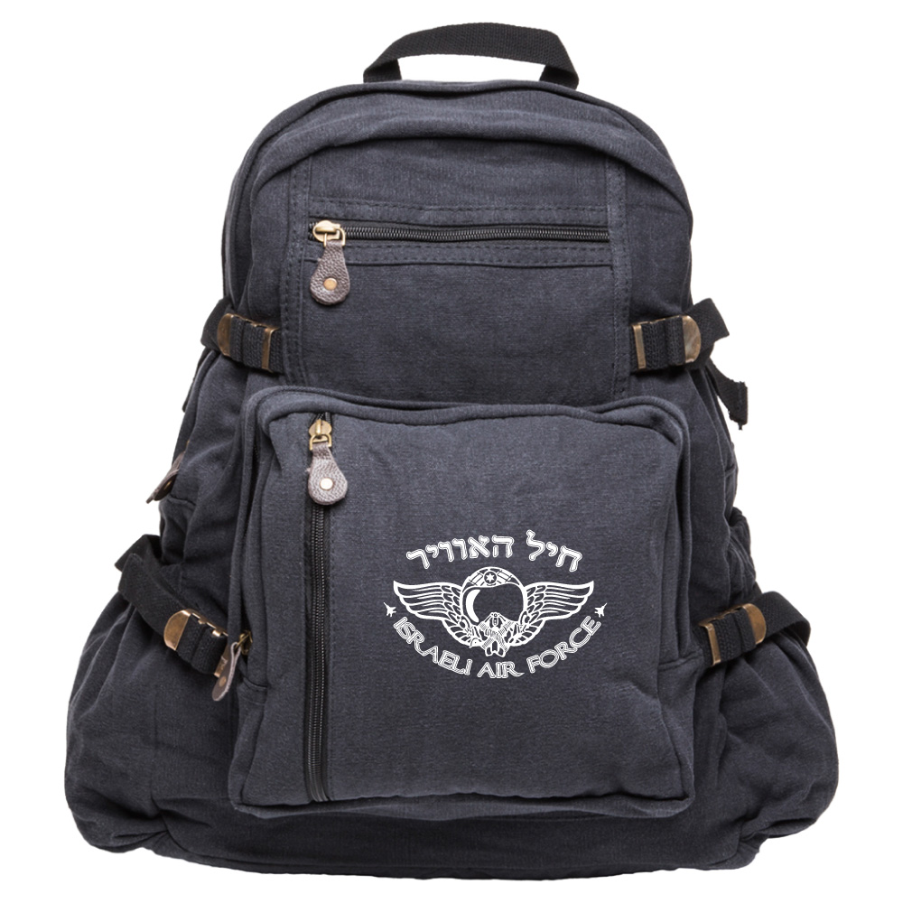 Israeli Air Force Army Sport Heavyweight Backpack Bag in Black & White ...