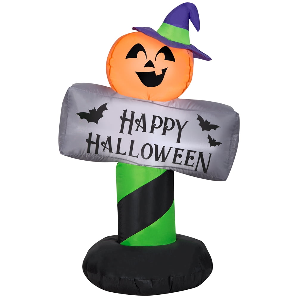 Airblown Inflatables Happy Halloween Sign w/ JOL - Walmart.com