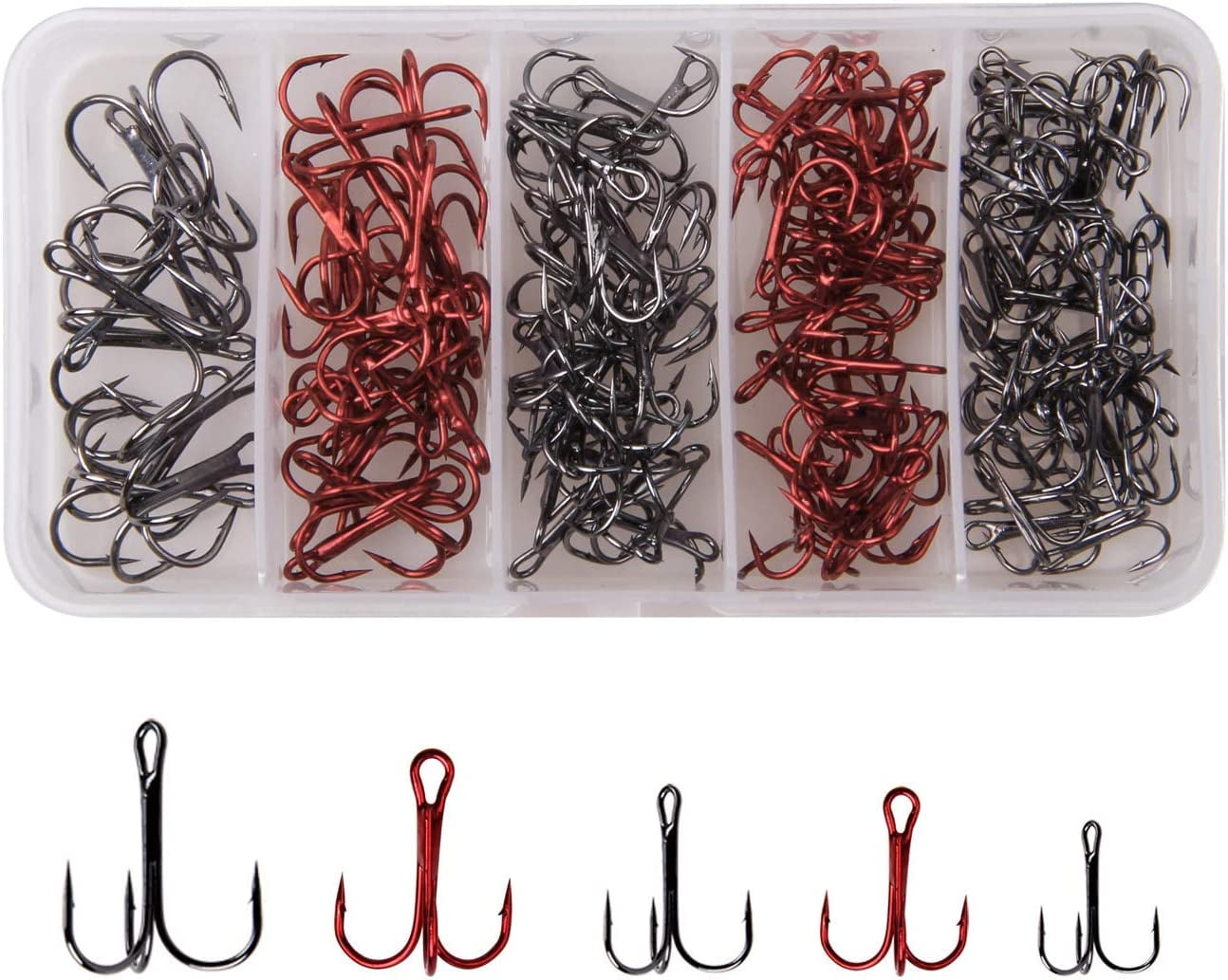 Fishing Treble Hooks Set -130pcs Assorted Color Fishing Hooks Round Bend High Carbon Steel ...