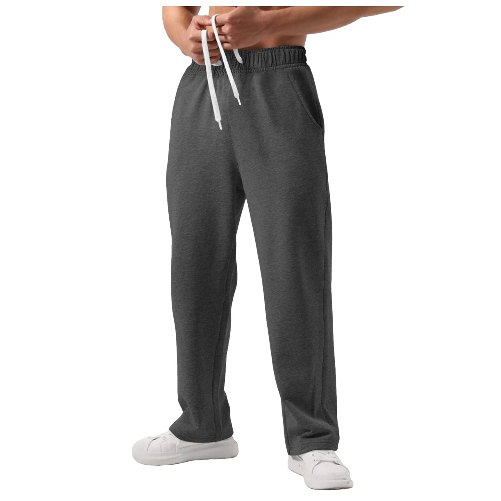 Pantalones informales con cordón para hombre: cintura elástica ...