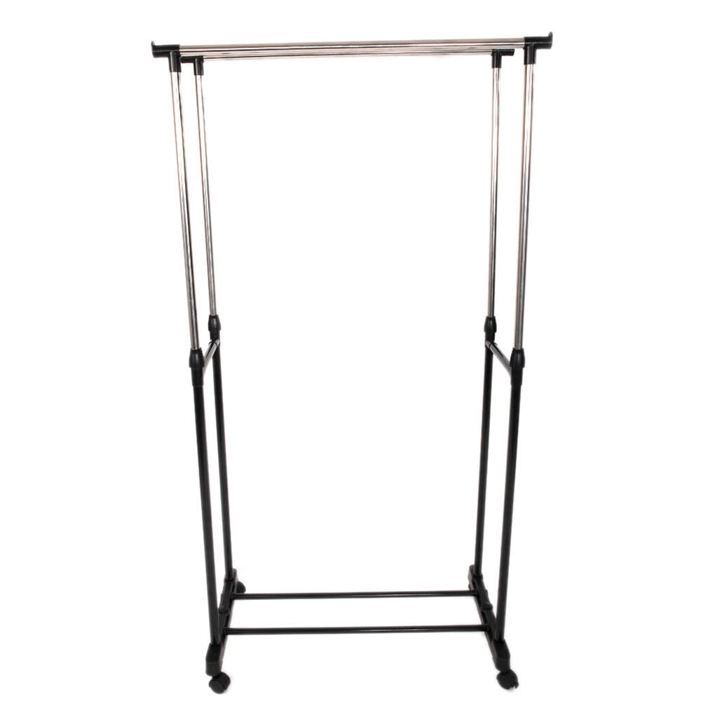 DTOWER Dual-bar Vertical Stretching Stand Clothes Rack with Shoe Shelf ...