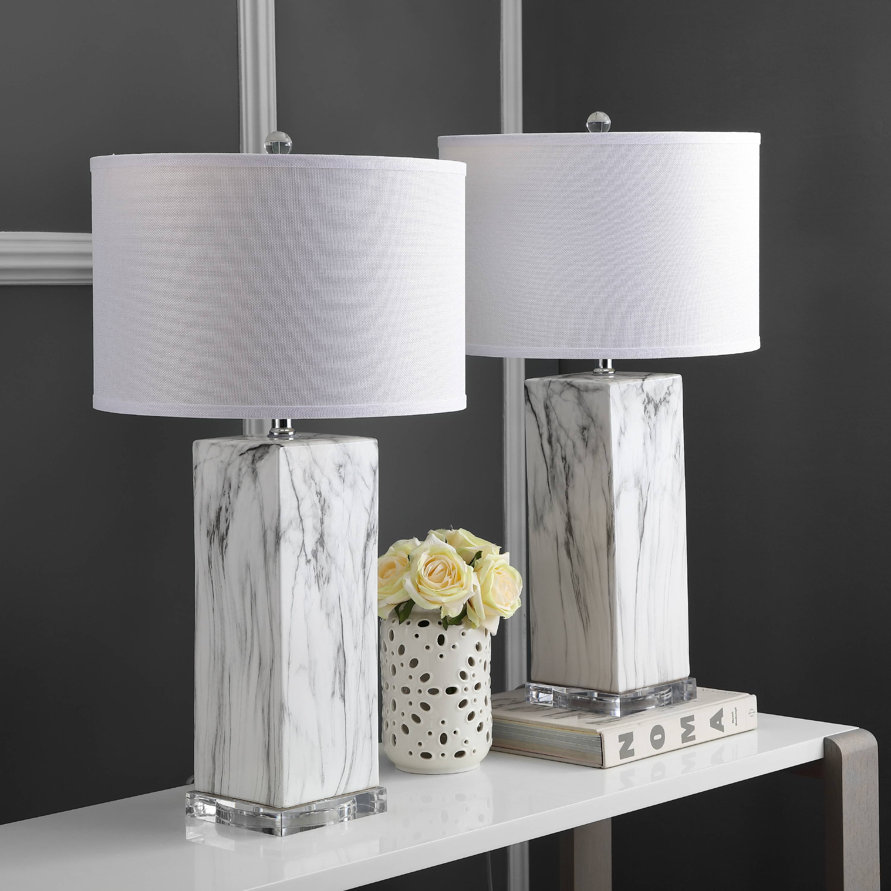 Safavieh Olympia 29 In. High Table Lamp, Black/White Marble - Walmart.com